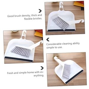 BCOATH 2 Sets Cleaning Brush Tabletop Fireplace Dust Pans with Brush Tiny Brush Dustpan Toy Broom Straw Soft Broom Cleaning Broom Mini Hand Broom Mini Cleaning Dustpan Plastic White