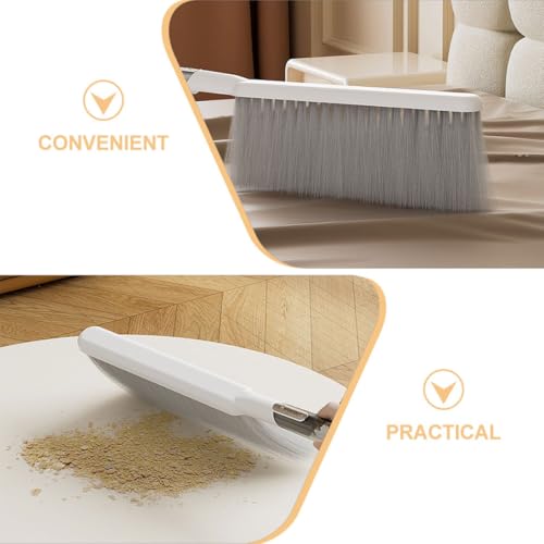 BUTIFULSIC Plastic Dust Brush Hand Broom Bench Brush with Long Handle Whisk Broom Soft Bristle Brush for Counter Bed Sofa Car Fireplace Clothes Household Cleaning