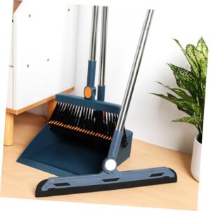 ORFOFE 1 Set Folding Broom Set Long Handled Broom Lobby Dust Pan Angle Broom Floor Sweeper Dust Pan Broom Whisk Broom Long Handle Broom Stand up Broom Dustpan Hand Held Broom Plastic Blue