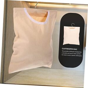 HOOTNEE Clothespin Bag Clothes Baskets Stockings Bag Clothes Pin Portable Clothespin Hanging Bag Hanging Underwear Bag Kitchen Storage Bag Hanging Storage Clip Hooks Stainless Steel Beige