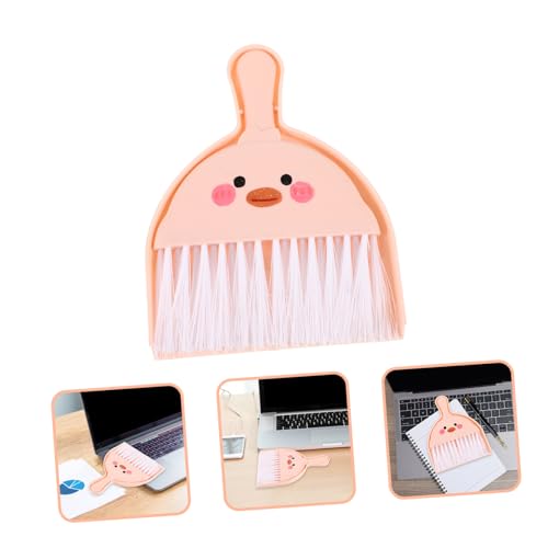 1 Set Mini Hand Broom Dustpan Pets Animal Waste Cleaning Tool Housekeeping Dust Pan Keyboard Broom Brush Small Cleaning Brush Table Crumb Sweeper Mini Handheld Broom Plastic Pink Mobestech