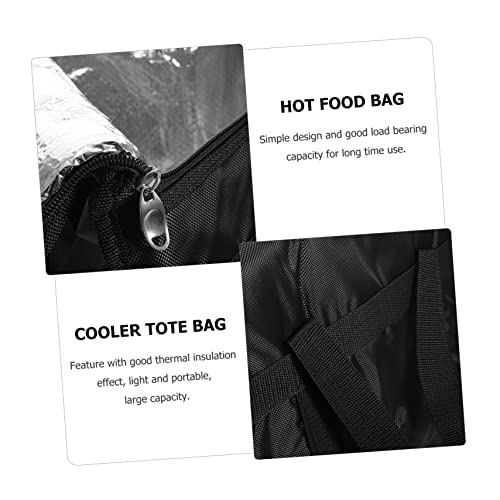 Zerodeko Cooler Box Food Carrying Bag Food Warmer Bag Heated Pizza Bags Food Bag Portable Cooler with Lid Insulated Bags for Foldable Grocery Bags Grocery Shopping Bag Aluminum Film Black