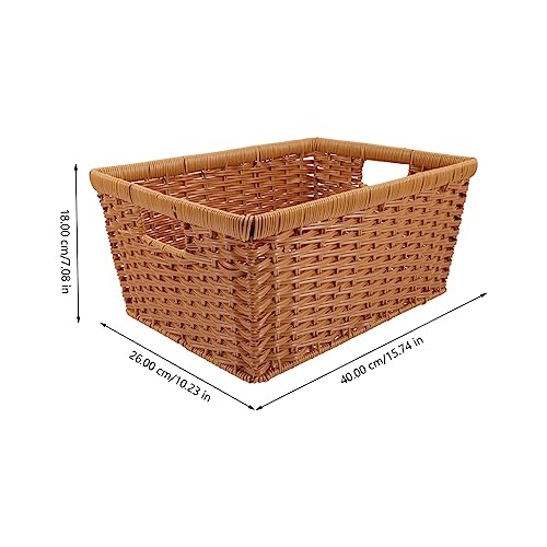 Levemolo Rattan Storage Basket Woven Desktop Basket Square Storage Bins Shelf Baskets for Storage Wicker Storage Bins Wicker Storage Baskets Book Cube Bin Woven Basket Light Brown re-usable