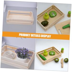 PRETYZOOM 2pcs Wooden Organizer Basket Beige Basket for Storage Wooden Storage Container Wooden Basket