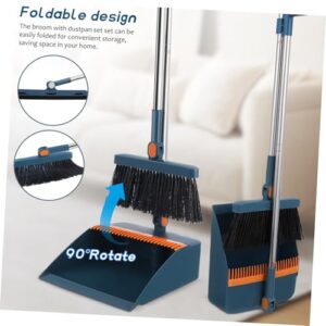 ORFOFE 1 Set Folding Broom Set Long Handled Broom Lobby Dust Pan Angle Broom Floor Sweeper Dust Pan Broom Whisk Broom Long Handle Broom Stand up Broom Dustpan Hand Held Broom Plastic Blue