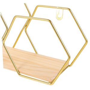 Garneck Modern Style Wall Holder Wall Mounted Floating Shelf Golden Iron Wood Living Room Storage Rack Shelves for Wall Decor