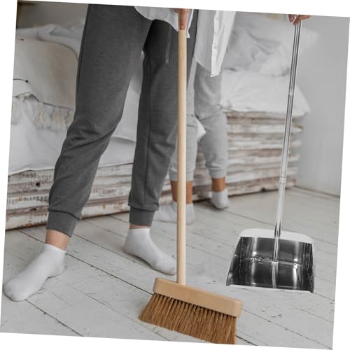 MERRYHAPY Stainless Steel Trash Shovel Standing Dustpan Garbage Dust Pans Longs Handle Dustpan Long Handle Dust Pan Litter Sweeping Broom Dustpan Industrial Dust Pan Rubbish Dustpan Silver