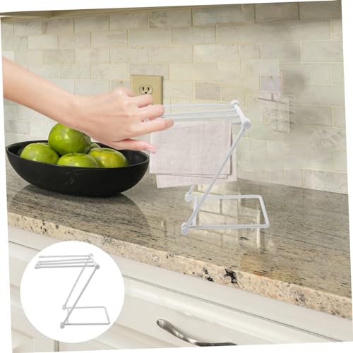 WOONEKY Storage Rack Cloth Rack Cloths Rack Cup Holder Foldable Cloth Holder Kitchen Countertop Rack Towel Rack Light Grey