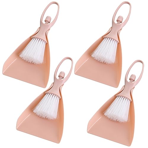 4 Sets Household Supplies Dustpan Gadget Whisk Brooms Cleaning Brushes Mini Broom Cleaning Utensils Lecrueset Pans Dust Pan and Brush Hand Broom Desktop Cleaner Cleaning Tools Pink BUTIFULSIC