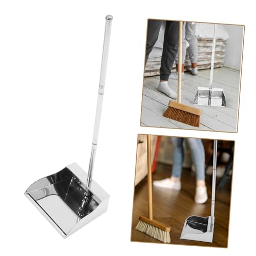 Levemolo Stainless Steel Trash Shovel Industrial Dust Pan Outdoor Dust Pan Sweeping Dustpan Cleaning Dust Pan Kitchen Dustpan Trash Cleaning Garbage Dustpan Stand up Dustpan Handheld Silver