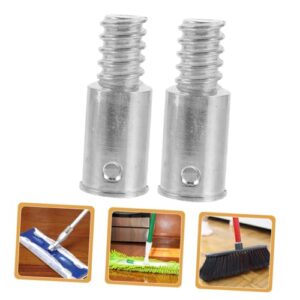 2pcs Aluminum Alloy Threaded Headgear Whisk Brooms Broom Handle Adapter Threaded Tip Replacement Mop Stick End Extension Pole Attachments Broom Handle Parts Broom Handle Connector Outanaya