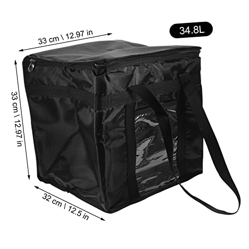 Zerodeko Cooler Box Food Carrying Bag Food Warmer Bag Heated Pizza Bags Food Bag Portable Cooler with Lid Insulated Bags for Foldable Grocery Bags Grocery Shopping Bag Aluminum Film Black