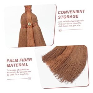 Healeved Brown Silk Broom Decorative Brooms Household Palm Broom Hand Whisk Mini Whisk Broom Escoba Chinese Decor Household Duster Wizard Broom Home Cleaning Broom Brush Asian Brown Hair