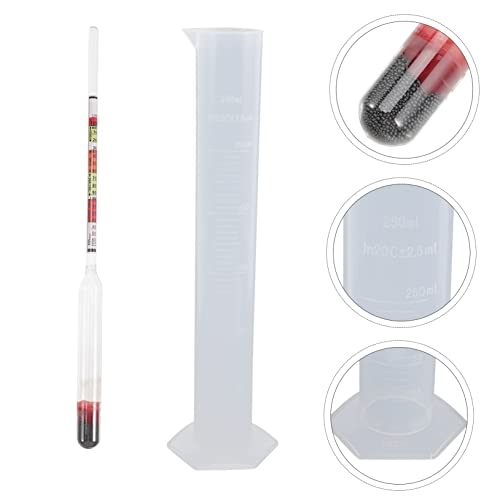 FUNOMOCYA 2 Sets American Attenuation Meter Measuring Cylinder Distilling Moonshine Alcoholmeter Brewing Hydrometer Beer Hydrometer Triple Scale Hydrometer Tester Mead Hydrometer Glass