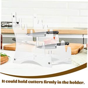 Levemolo 1 Set Fruit Cutter Holder Desktop Display Rack Cooking Utensil Rack Kitchen Accessory Large Cutter Rack Knives Stands Utensil Organizer Single Holder Acrylic Transparent