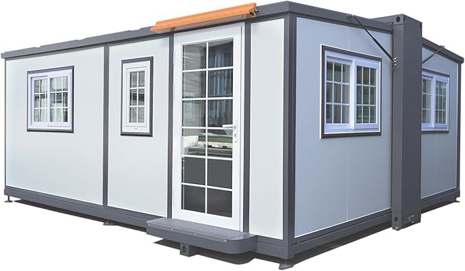 Tiny House Modern Prefab Modular Luxury Modern prefab Villa Mobile Vacation Tiny Steel Home -20 Feet prefabricated Tiny House with Balcony Kitchen Bathroom Bedroom Mobile Home eco Friendly House