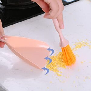 4 Sets Household Supplies Dustpan Gadget Whisk Brooms Cleaning Brushes Mini Broom Cleaning Utensils Lecrueset Pans Dust Pan and Brush Hand Broom Desktop Cleaner Cleaning Tools Pink BUTIFULSIC