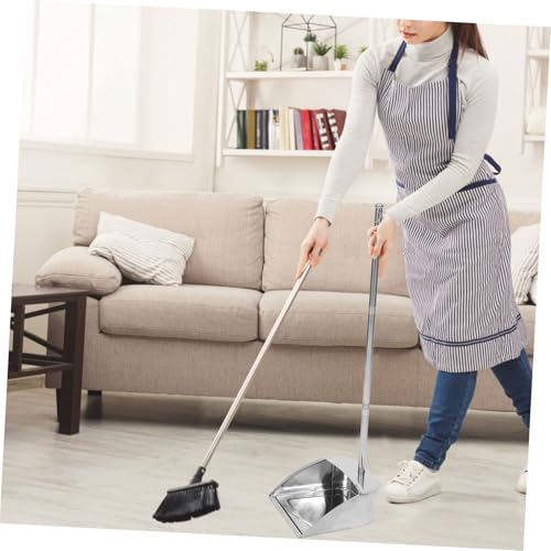 MERRYHAPY Stainless Steel Trash Shovel Standing Dustpan Garbage Dust Pans Longs Handle Dustpan Long Handle Dust Pan Litter Sweeping Broom Dustpan Industrial Dust Pan Rubbish Dustpan Silver