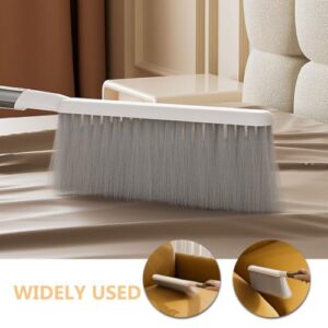 BUTIFULSIC Plastic Dust Brush Hand Broom Bench Brush with Long Handle Whisk Broom Soft Bristle Brush for Counter Bed Sofa Car Fireplace Clothes Household Cleaning