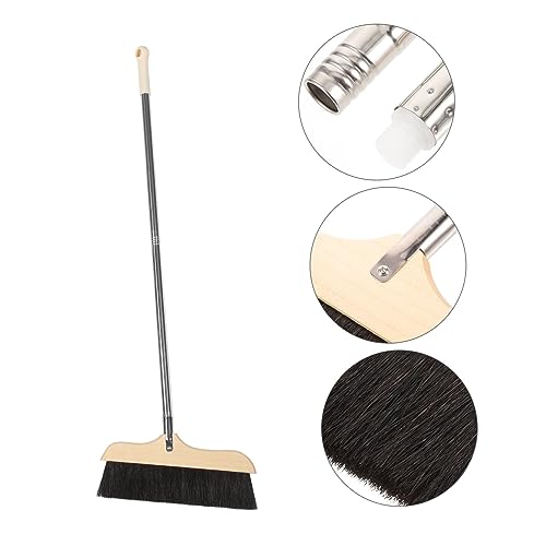 COOLHIYA Floor Wiper Sweeping Brush Hair Cleaning Broom Home Cleaning Broom Long Handle Umbrella Straws Heavy Duty Broom Floor Cleaning Broom Household Supplies Dust Broom Solid Wood Handle