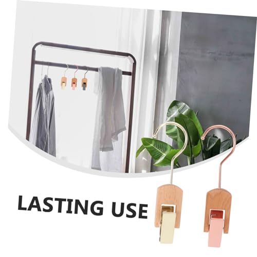 HOOTNEE 5pcs Hook Storage Clip Socks Clips Laundry Hanger Hooks Clips for Curtains Socks Hangers with Clips Multi Clothing Hanging Clip Mini Clothespins Swivel Laundry Hooks Sock Clip Wood