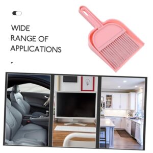 Mobestech 1 Set Mini Table Broom Broomstick Hand Held Broom Mini Broom Small Broom Dust Pan Brush Broom with Dustpan Broom and Dustpan Classroom Cleaning Supplies Handheld Broom Pink Plastic