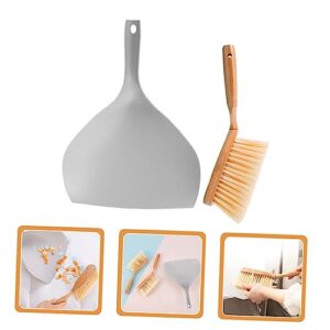 SEWOART 1 Set Desktop Cleaning Kit Broom Indoor Handheld Broom Hand Broom and Dustpan Kits Dust Pan Gray Desk Small Pans Mini Cleaning Brush Small Cleaning Broom and Dustpan Brush Grey