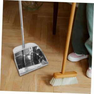 MERRYHAPY Stainless Steel Trash Shovel Standing Dustpan Garbage Dust Pans Longs Handle Dustpan Long Handle Dust Pan Litter Sweeping Broom Dustpan Industrial Dust Pan Rubbish Dustpan Silver