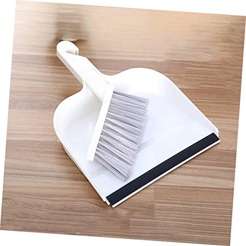 BCOATH 2 Sets Cleaning Brush Tabletop Fireplace Dust Pans with Brush Tiny Brush Dustpan Toy Broom Straw Soft Broom Cleaning Broom Mini Hand Broom Mini Cleaning Dustpan Plastic White