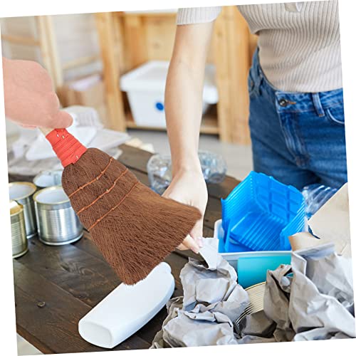 Healeved Small Cleaning Broom Duster Cleaning Brooms Desk Cleaning Broom Cleaning Accessory Household Palm Broom Cleaning Supplies Broom for Home Palm Fiber Broom Garden Hand Fork Brown