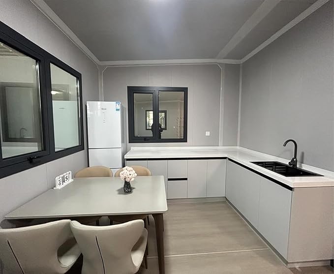 Tiny House Modern Prefab Modular Luxury Modern prefab Villa Mobile Vacation Tiny Steel Home -20 Feet prefabricated Tiny House with Balcony Kitchen Bathroom Bedroom Mobile Home eco Friendly House