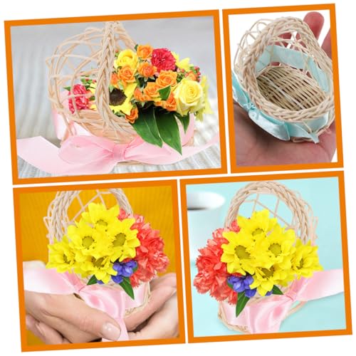 Mikinona 12pcs Small Basket with Handle Wedding Favor Basket Baskets Girl Basket Dollhouse Woven Stroller Rustic Basket Easter Basket Wedding Decor Basket Rattan