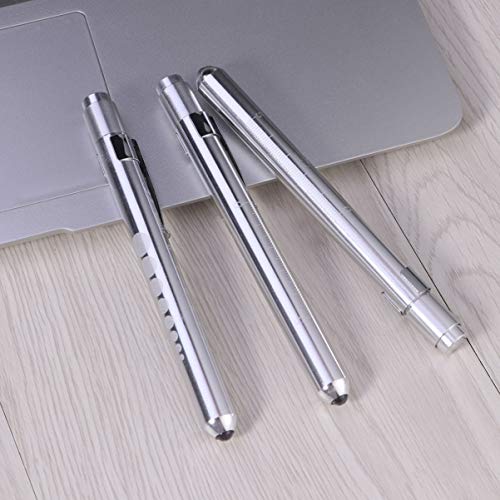 PLAFOPE 2pcs LED Pen Light Nursing Accessories Penlights for Nurses Pen Torch Pen Lights Instrument Flashlights LED Lightbulb Checking Pen Lights Medical Silver