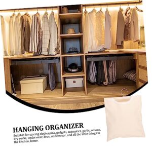 HOOTNEE Clothespin Bag Clothes Baskets Stockings Bag Clothes Pin Portable Clothespin Hanging Bag Hanging Underwear Bag Kitchen Storage Bag Hanging Storage Clip Hooks Stainless Steel Beige