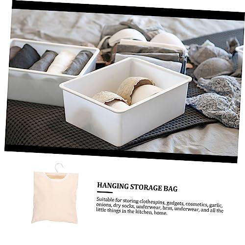 HOOTNEE Clothespin Bag Clothes Baskets Stockings Bag Clothes Pin Portable Clothespin Hanging Bag Hanging Underwear Bag Kitchen Storage Bag Hanging Storage Clip Hooks Stainless Steel Beige