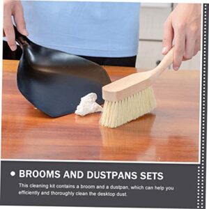 COOLHIYA 1 Set Desktop Broom Portable Brush Dustpan Household Dust Pan Garbage Shovel Cleaning Shovel Char Shovel Handheld Broom Mini Brush Whisk Broom Pan Small Broom and Dust Brush Iron