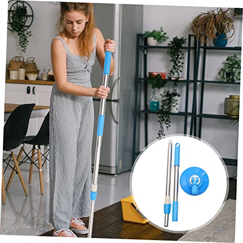 Gogogmee Mop Pole Floor Mop Rod Base Replacement Micro Fiber Mop Pedal Turnicate Mop Handle Commercial Velda Broom Handle Threaded End Mops for Floor Cleaning Mop Heads Stainless Steel Blue