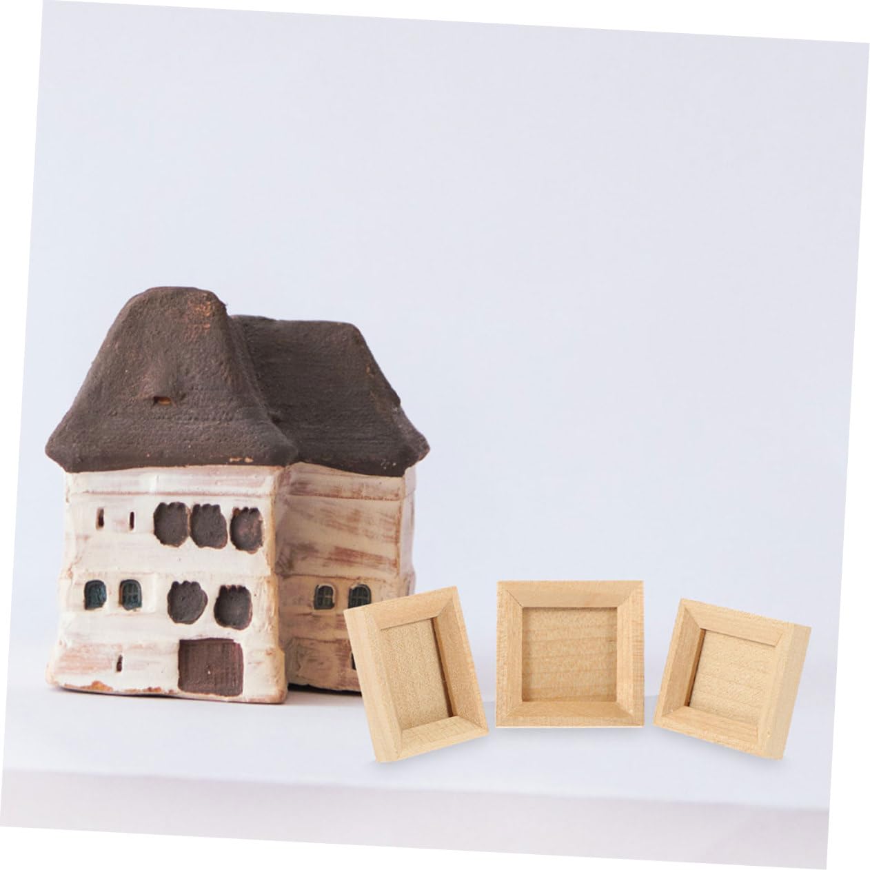 HOOTNEE 3pcs Dollhouse Photo Frame Picture Frames Doll House Photo Frames DIY Miniature House Kit Mini Decoration Mini Photo Frame Mini House Ornament Mini Picture Frame Beige Wood