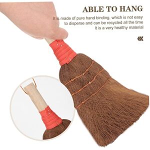 Healeved Small Cleaning Broom Duster Cleaning Brooms Desk Cleaning Broom Cleaning Accessory Household Palm Broom Cleaning Supplies Broom for Home Palm Fiber Broom Garden Hand Fork Brown