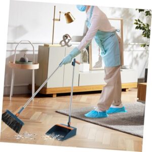 ORFOFE 1 Set Folding Broom Set Long Handled Broom Lobby Dust Pan Angle Broom Floor Sweeper Dust Pan Broom Whisk Broom Long Handle Broom Stand up Broom Dustpan Hand Held Broom Plastic Blue