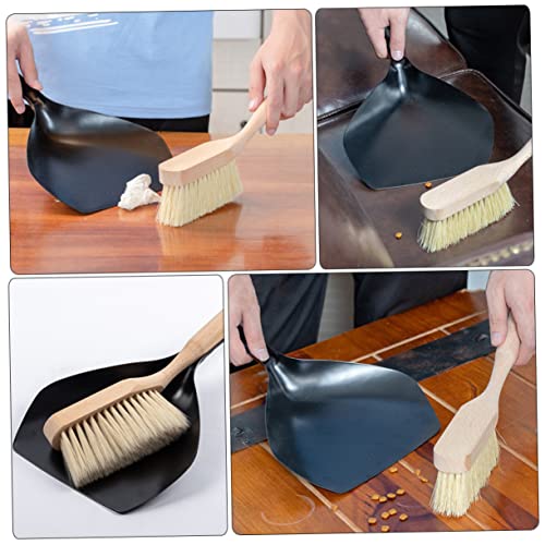 COOLHIYA 1 Set Desktop Broom Portable Brush Dustpan Household Dust Pan Garbage Shovel Cleaning Shovel Char Shovel Handheld Broom Mini Brush Whisk Broom Pan Small Broom and Dust Brush Iron