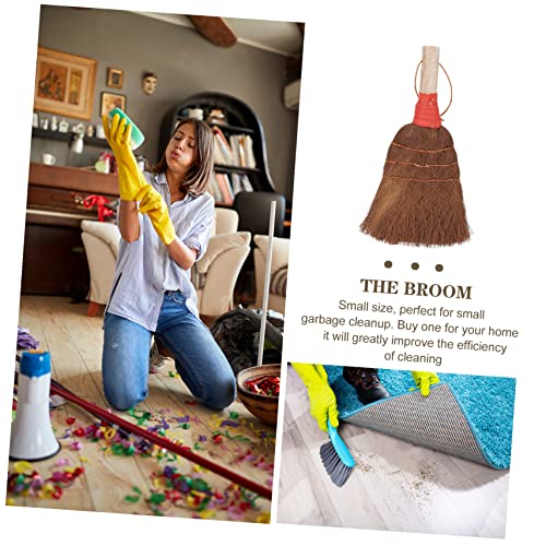 Healeved Small Cleaning Broom Duster Cleaning Brooms Desk Cleaning Broom Cleaning Accessory Household Palm Broom Cleaning Supplies Broom for Home Palm Fiber Broom Garden Hand Fork Brown