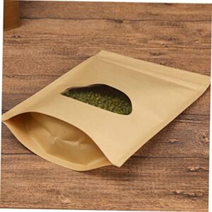 SOESFOUFU 50 Pcs Kraft Paper Bag Self-sealing Storage Pouches Greaseproof Paper Bags Kraft Snack Bags Zipper Paper Bags Practical Storage Pouches Bag Organizer Kraft Treat Bags