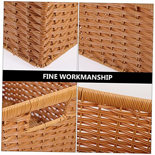 Levemolo Rattan Storage Basket Woven Desktop Basket Square Storage Bins Shelf Baskets for Storage Wicker Storage Bins Wicker Storage Baskets Book Cube Bin Woven Basket Light Brown re-usable