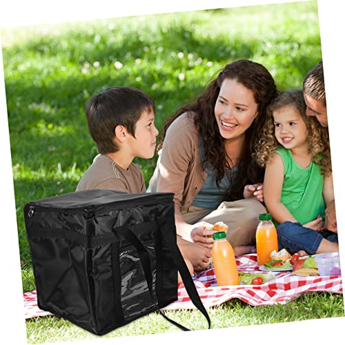 Zerodeko Cooler Box Food Carrying Bag Food Warmer Bag Heated Pizza Bags Food Bag Portable Cooler with Lid Insulated Bags for Foldable Grocery Bags Grocery Shopping Bag Aluminum Film Black