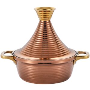 hgjgwqh moroccan tagine pot for cooking, stainless steel moroccan cooker non stick cooking pot with 2 handles, large moroccan cooker handmade tagine pot with cone-shaped lid,rose gold,5.1″