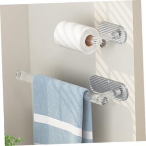 Anneome 2pcs Nail Towel Rack Kitchen Towel Bar Kitchen Towel Hangers Wall Mounted Towel Rack Toilet Paper Hanger Self Adhesive Hand Towel Holder Bath Towel Hanger Acrylic Transparent