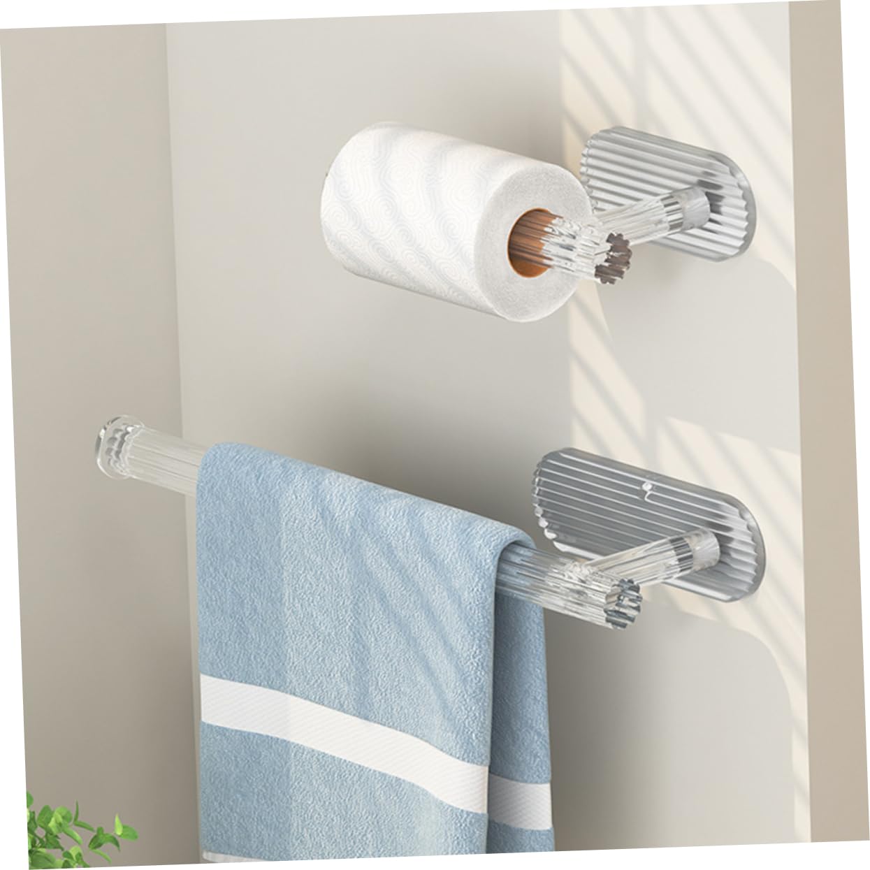 Anneome 2pcs Nail Towel Rack Kitchen Towel Bar Kitchen Towel Hangers Wall Mounted Towel Rack Toilet Paper Hanger Self Adhesive Hand Towel Holder Bath Towel Hanger Acrylic Transparent