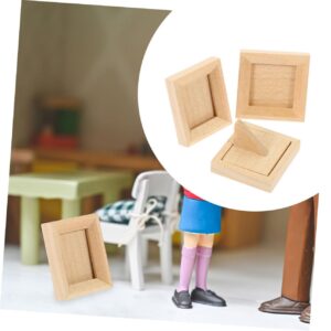 HOOTNEE 3pcs Dollhouse Photo Frame Picture Frames Doll House Photo Frames DIY Miniature House Kit Mini Decoration Mini Photo Frame Mini House Ornament Mini Picture Frame Beige Wood