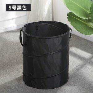 Camping Outdoor Folding Bucket Portable Trash can in Tent Foldable Garden Bucket with Clamps Leaf Bucket (Black, M Size (90 L))